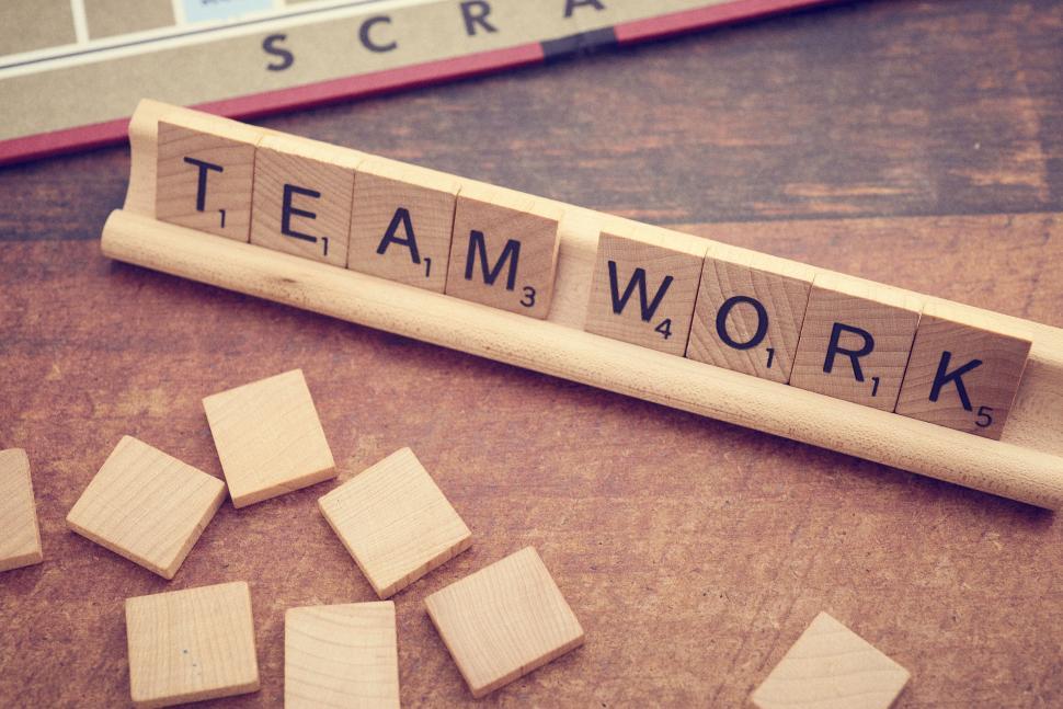 Free Stock Photo of Scrabble tiles forming the word Teamwork on a stand ...