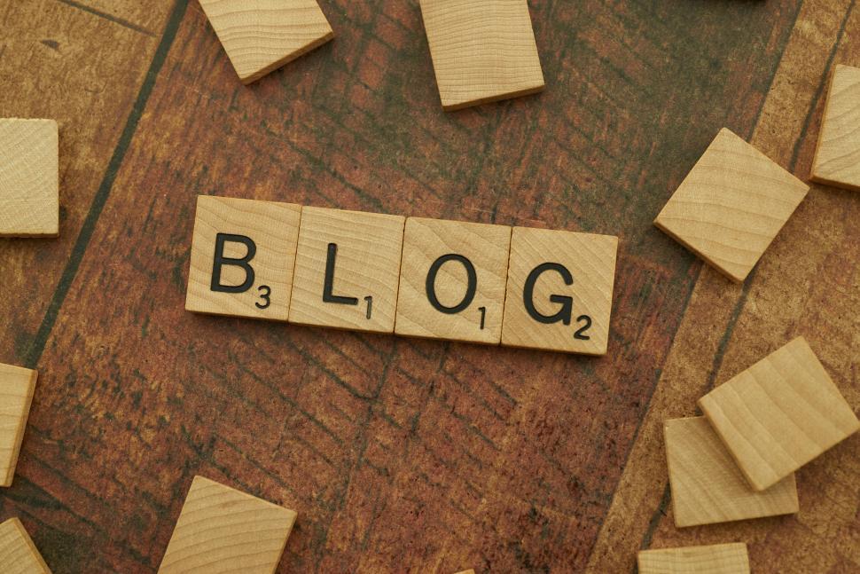 Free Stock Photo of Scrabble letters create the word BLOG on wooden ...