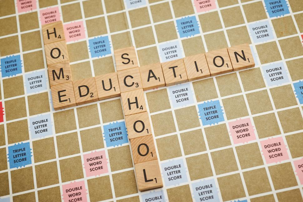 Free Stock Photo of Scrabble board with words Home, Education, and ...