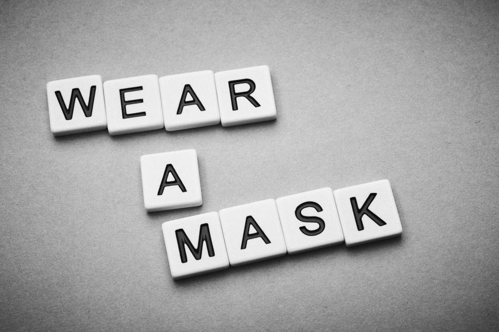 Free Stock Photo of Phrase wear a mask spelled out in black letter ...