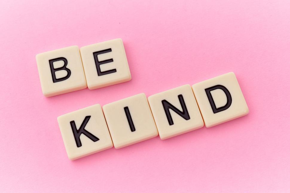 Free Stock Photo of The words be kind spelled out with letter tiles on ...