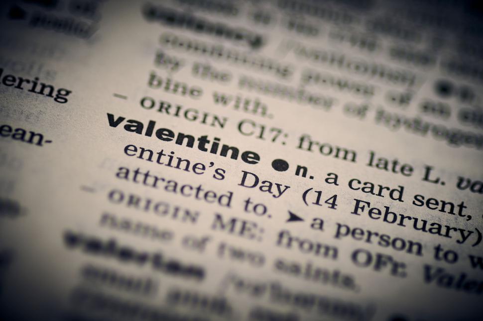 Free Stock Photo of Dictionary definition of valentine with narrow ...