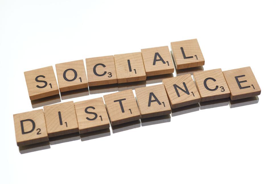 Free Stock Photo of Social distance message created from letter tiles ...