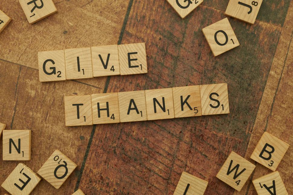 Free Stock Photo of Scrabble tiles spelling give thanks on wooden ...