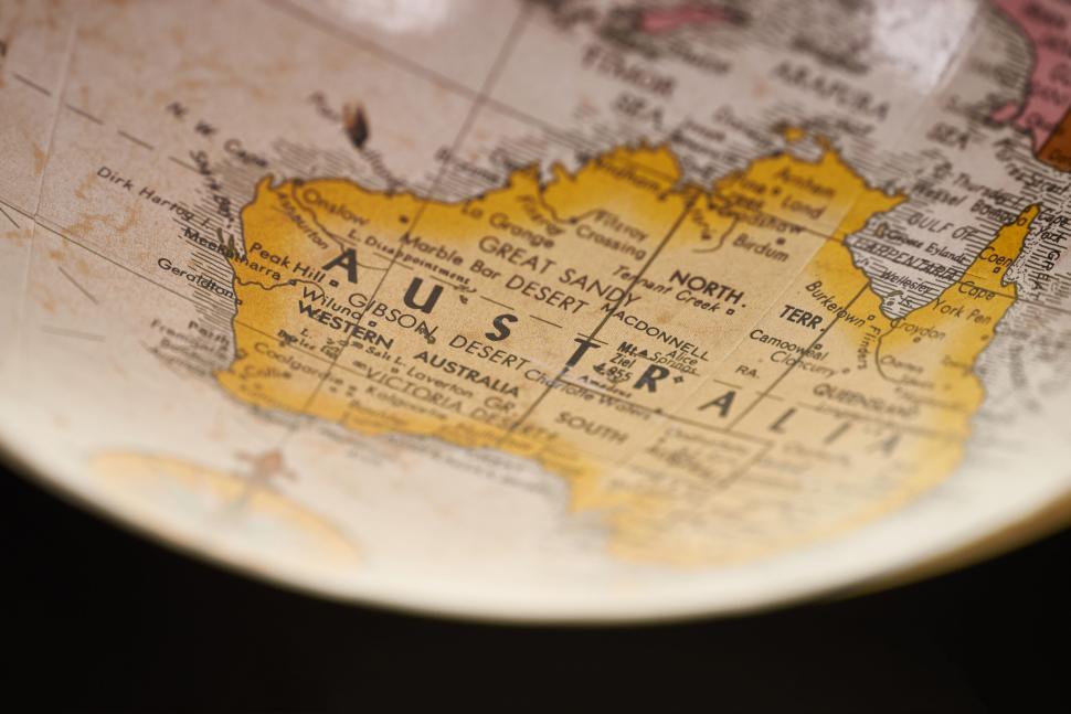 Free Stock Photo of Close-up of Australia on a globe, showing major ...