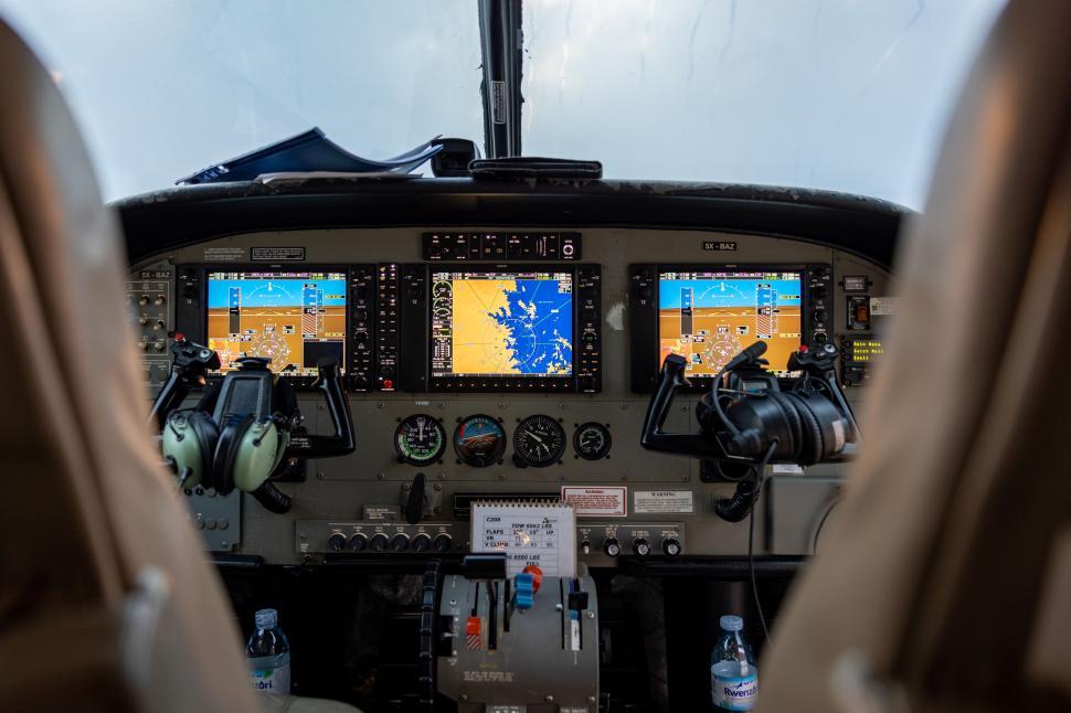 Free Stock Photo of Cockpit view inside an airplane with digital ...