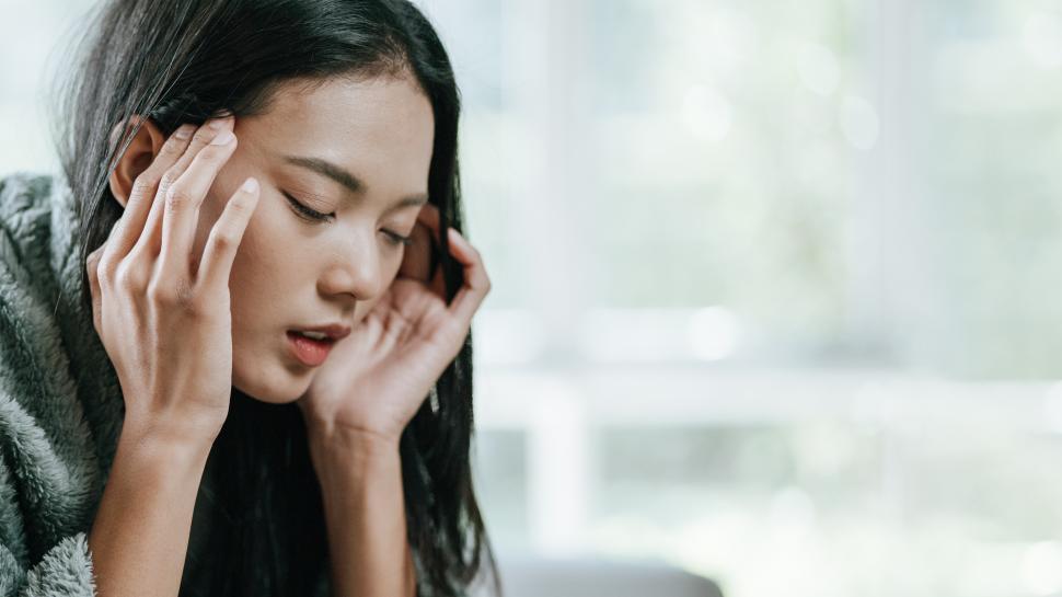 Free Stock Photo of Woman suffering from fever and flu with headache ...