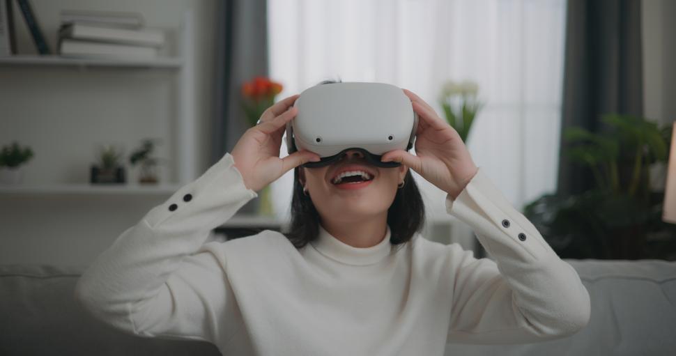 Free Stock Photo of Asian woman watching a concert via VR glasses and ...