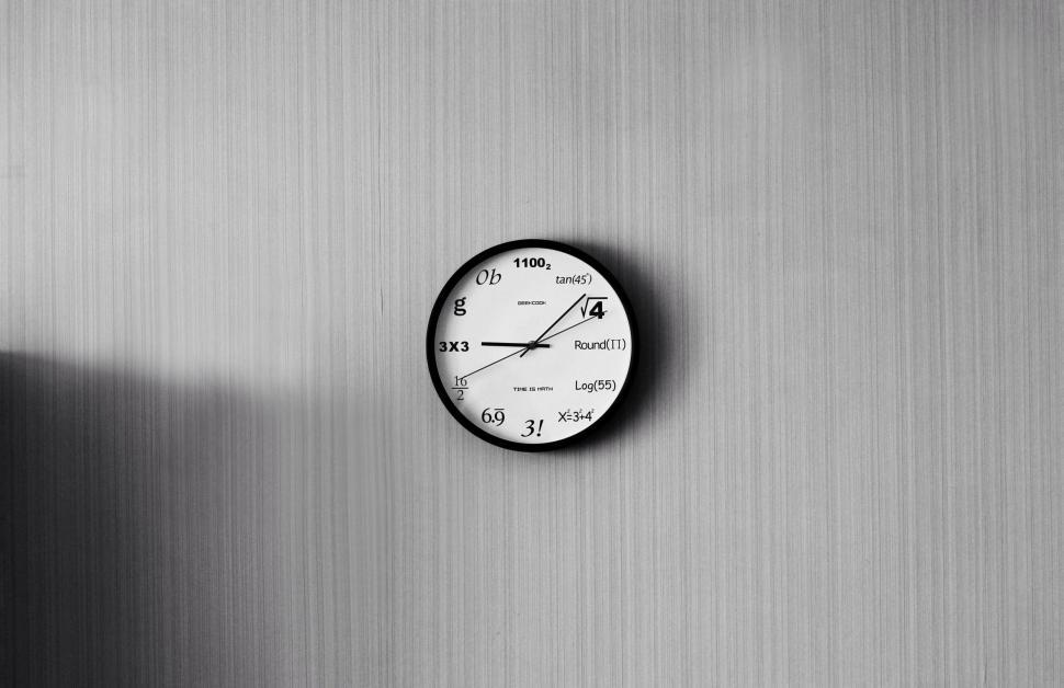 Free Stock Photo of Math-themed wall clock with various mathematical ...