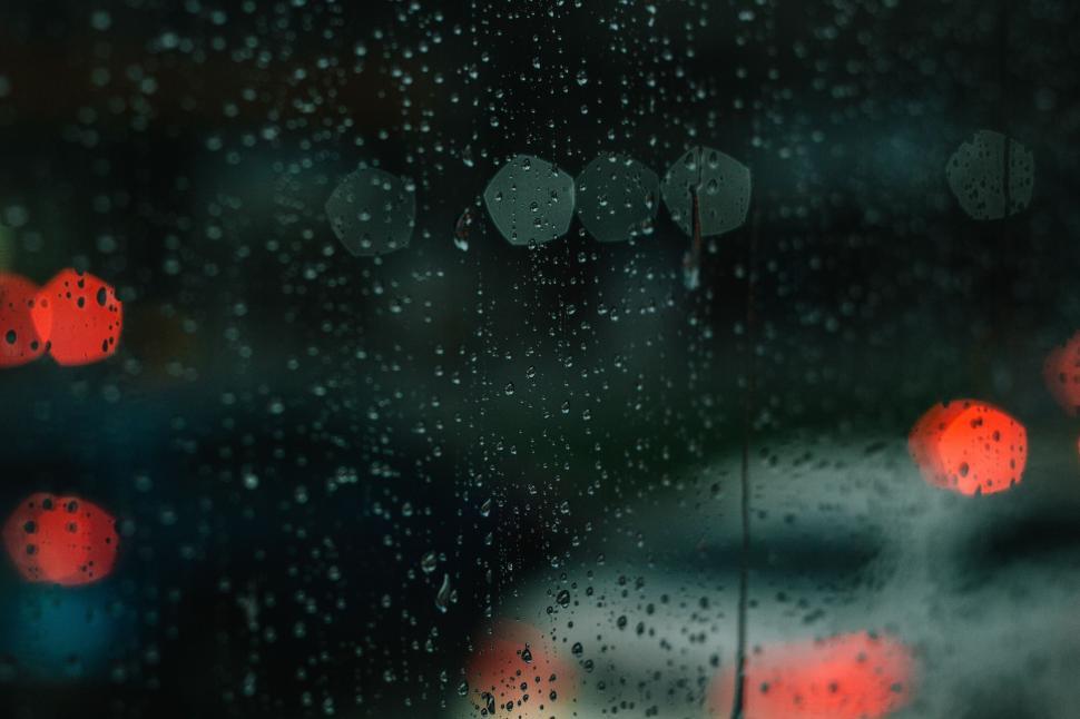 Free Stock Photo of Raindrops on window, city lights creating bokeh ...