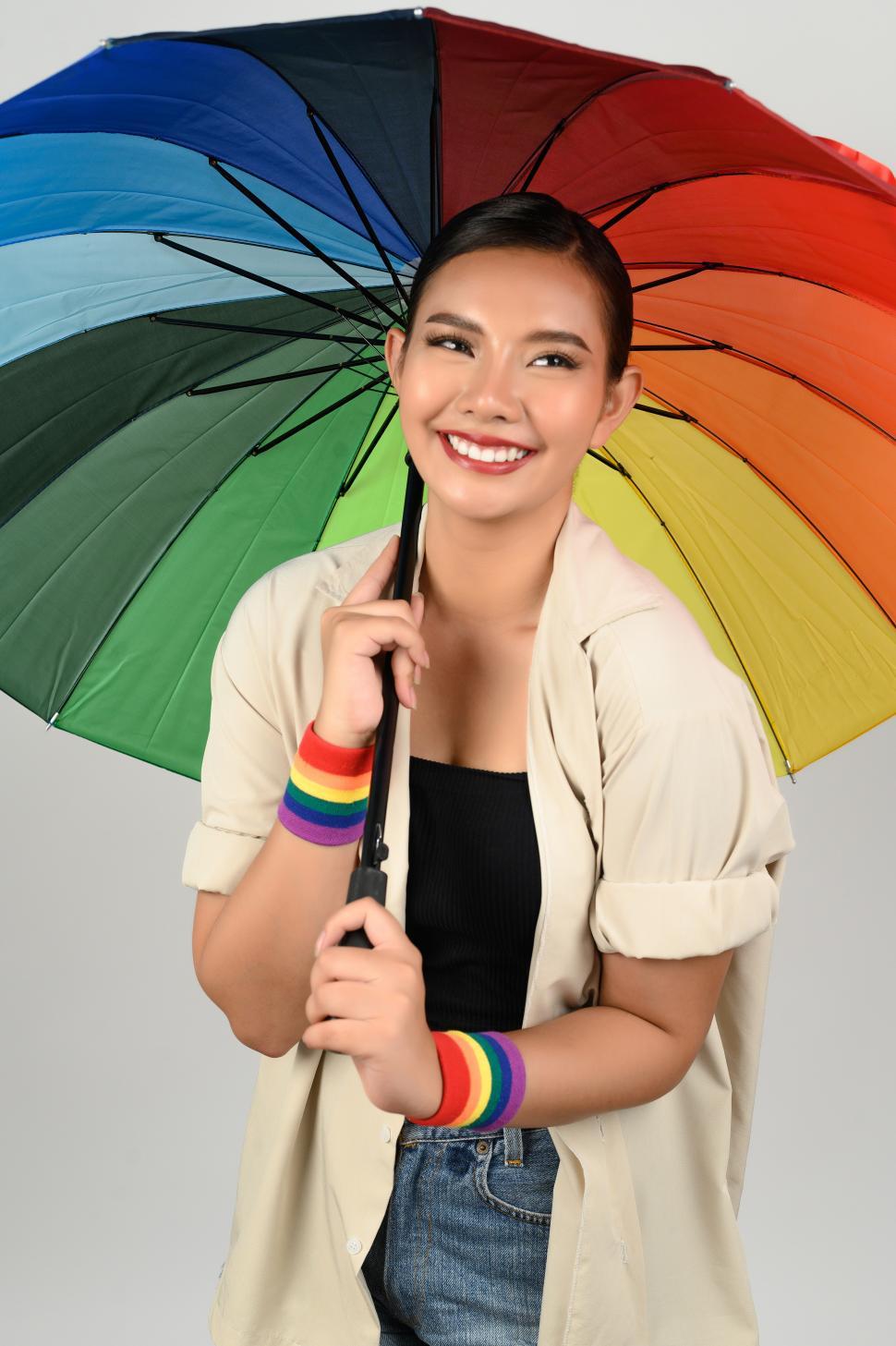 Free Stock Photo of Celebrating diversity with a rainbow umbrella at ...
