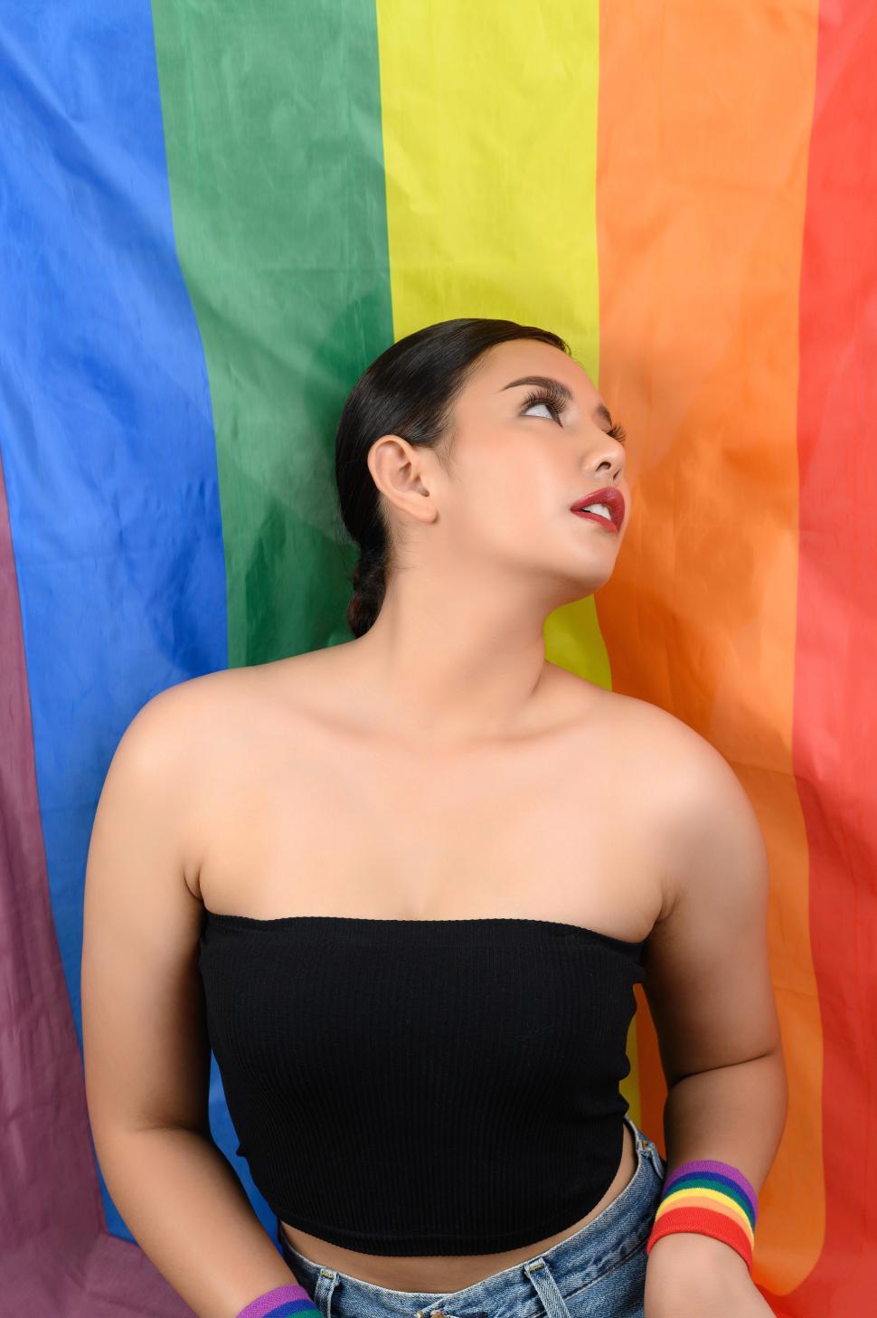 Free Stock Photo of Woman LGBTQ pose with rainbow pride flag | Download ...