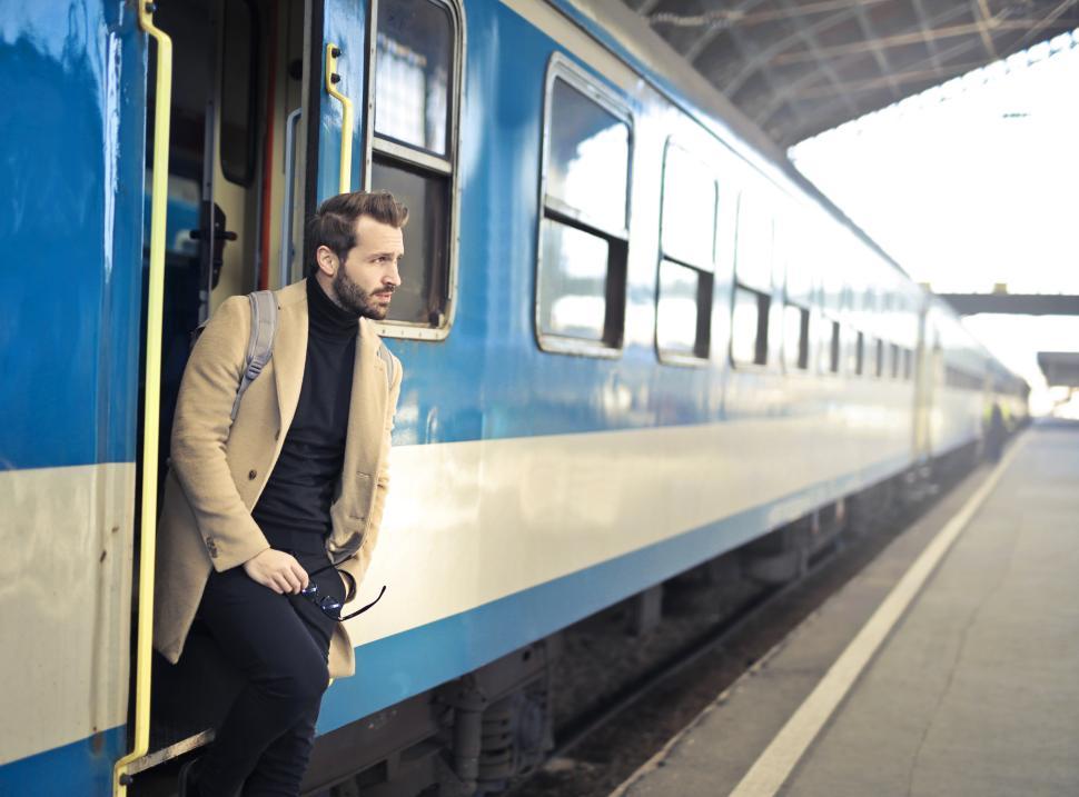 Free Stock Photo of Man waiting on train platform in stylish coat ...