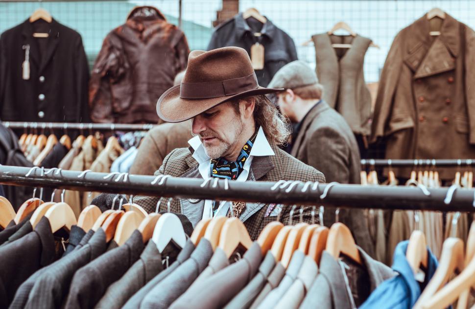 Free Stock Photo of Vintage market visit reveals stylish men browsing ...