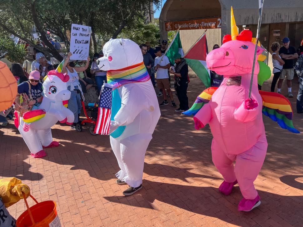 Free Stock Photo of No kings protest with colorful costumes during ...