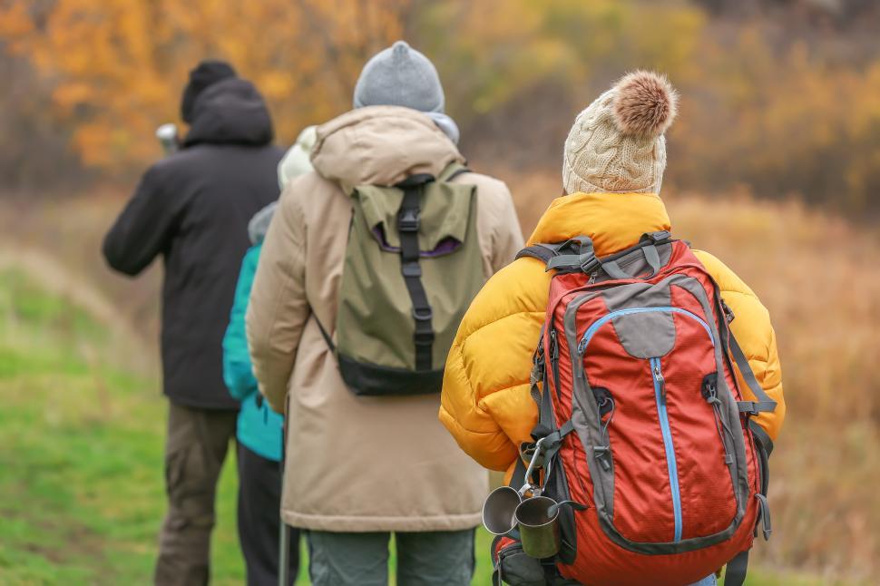 Free Stock Photo of Hikers exploring autumn landscape on a cool day in ...