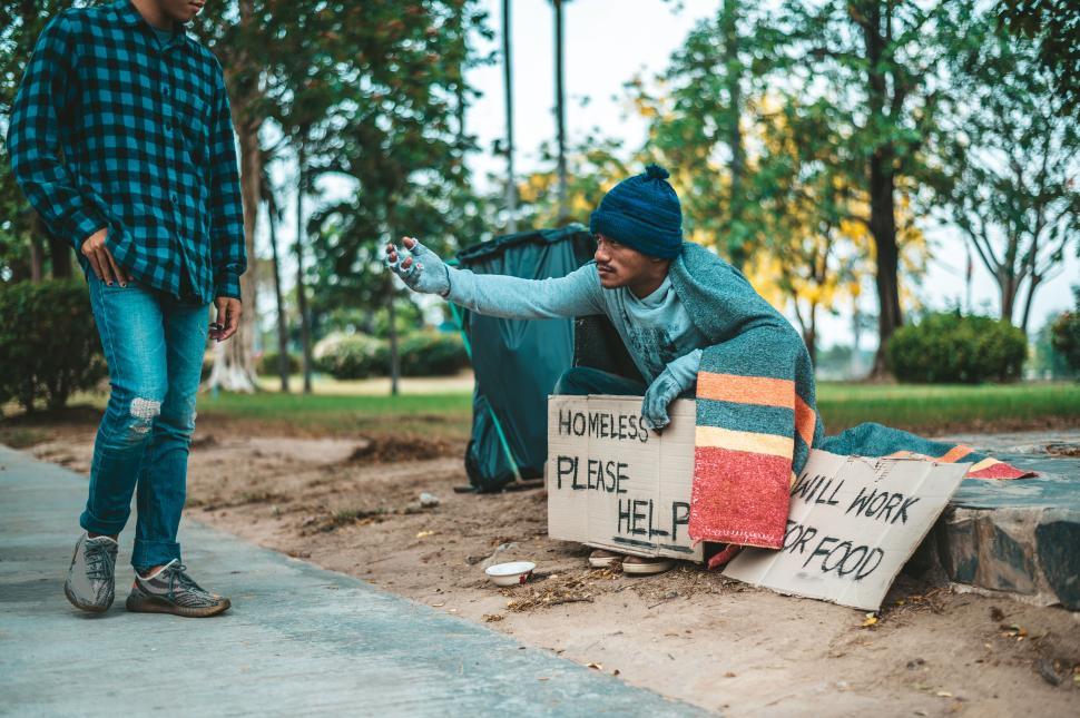 Free Stock Photo of Beggars wrapped in cloth and then put on a hat and ...