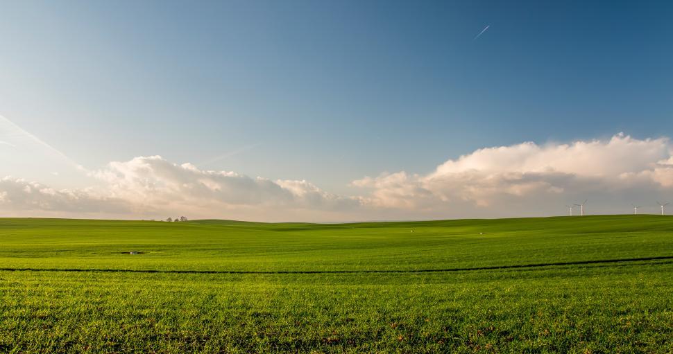 Free Stock Photo of Rolling green fields under a clear blue sky with ...