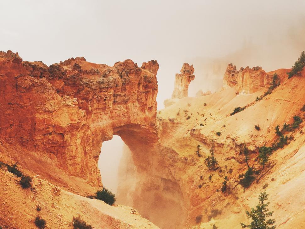 Free Stock Photo of Stunning Natural Bridge formations in a misty Bryce ...
