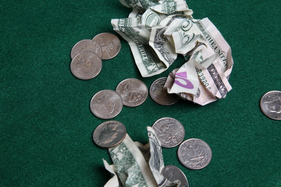 Free Stock Photo of Wad of cash and scattered coins | Download Free ...