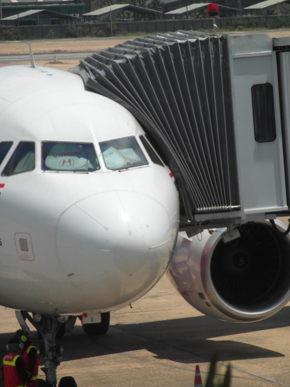 Free Stock Photo of Airplane Connected to Walkway | Download Free ...