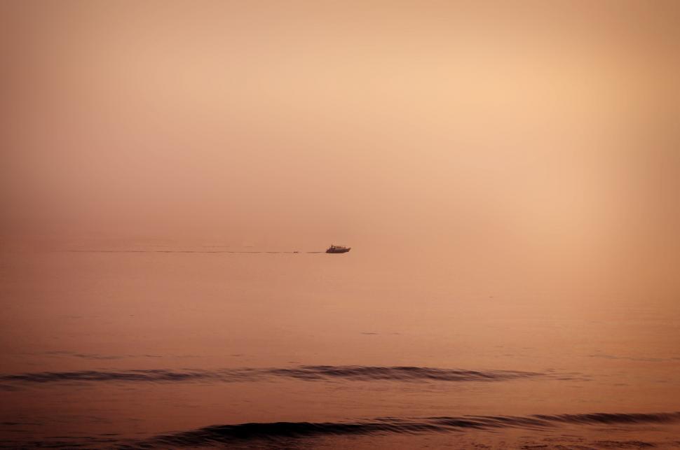 Free Stock Photo of Floating - A lonely distant boat cruising the ...