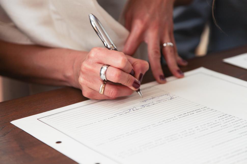 Free Stock Photo of Bride signing wedding certificate | Download Free ...