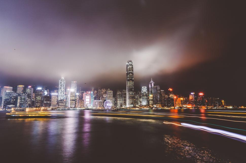 Free Stock Photo of Cityscape Reflections at Night | Download Free ...