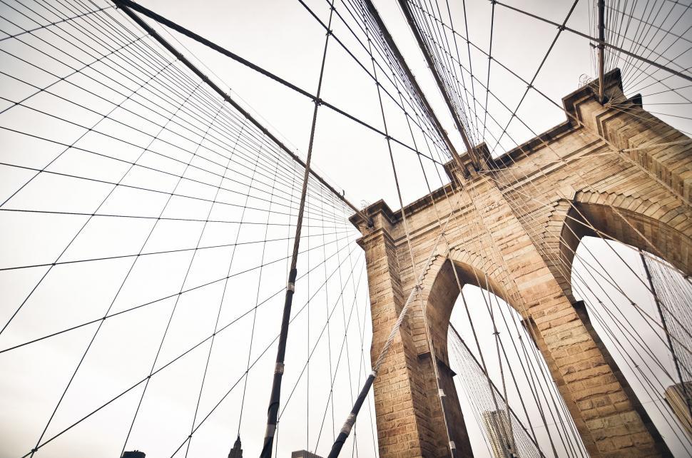 Free Stock Photo of A View of the Brooklyn Bridge From the Ground ...