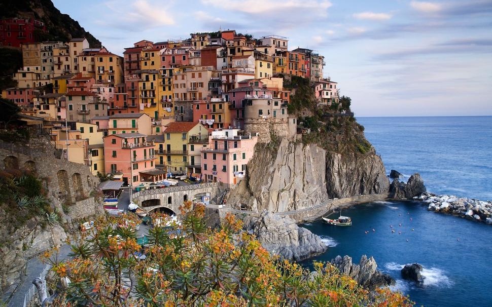 Free Stock Photo of Cliffside Village Overlooking Ocean | Download Free ...