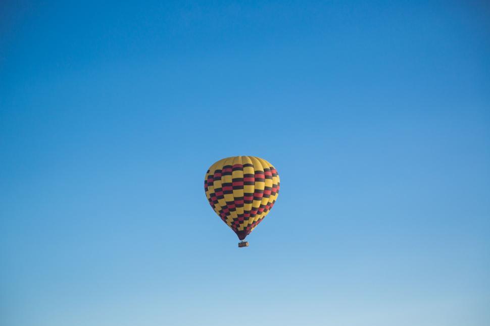 Free Stock Photo of Hot Air Balloon Soaring Through Blue Sky | Download ...