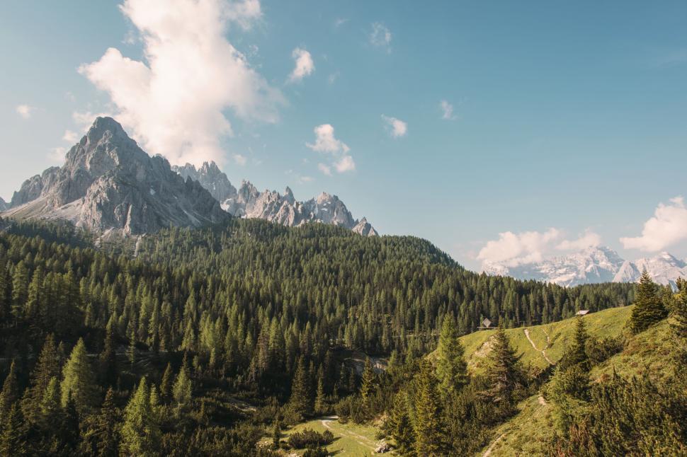 Free Stock Photo of Majestic Mountain Range With Trees in Foreground ...