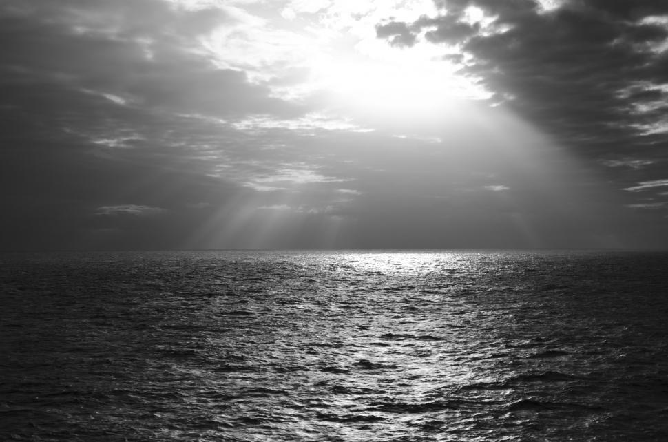Free Stock Photo of Sun Shining Through Clouds Over Ocean | Download ...