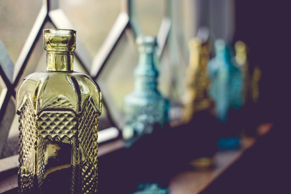 Free Stock Photo of Glass Bottle on Window Sill | Download Free Images ...