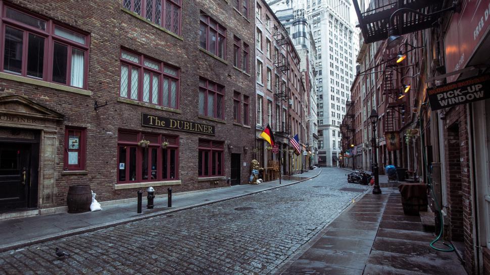 Free Stock Photo of Narrow City Street With Brick Buildings | Download ...