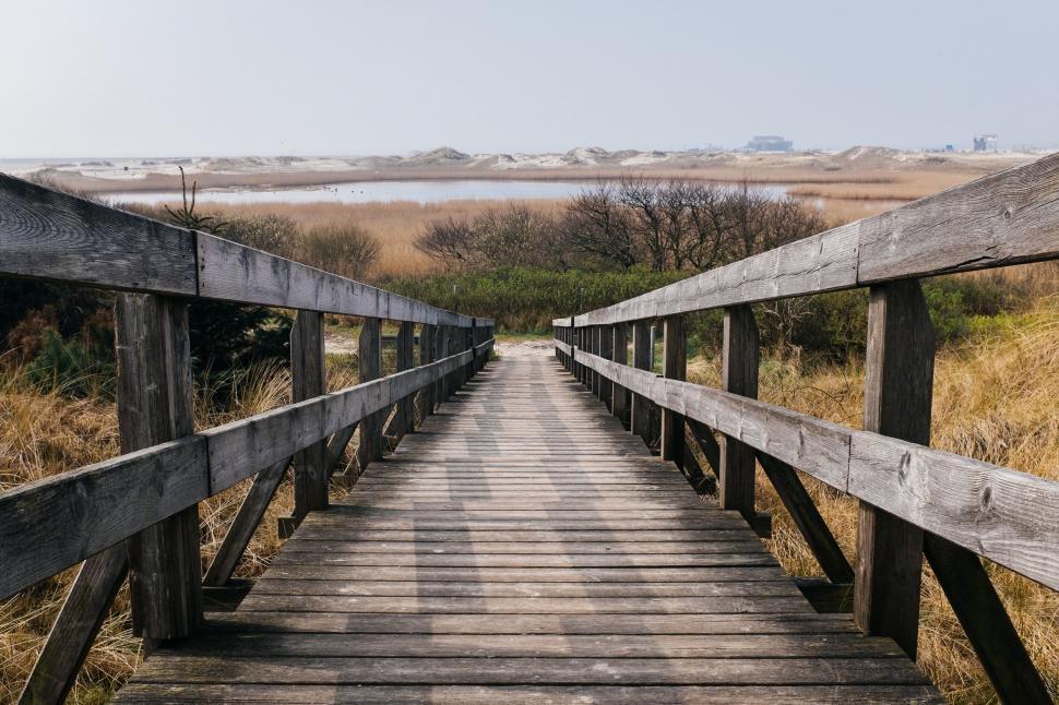 Free Stock Photo of Wooden Bridge Crossing Dry Grass Field | Download ...