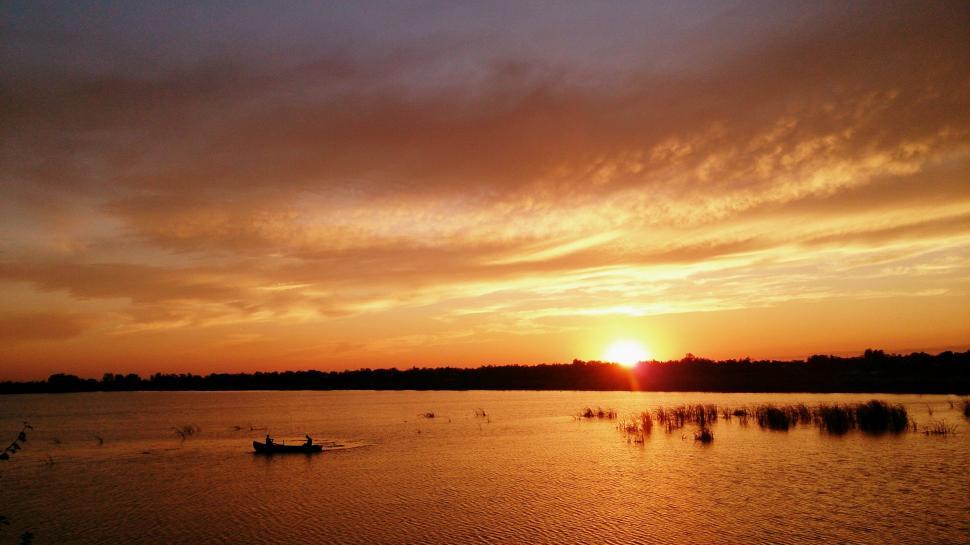 Free Stock Photo of Sunset Over Body of Water With Boats | Download ...