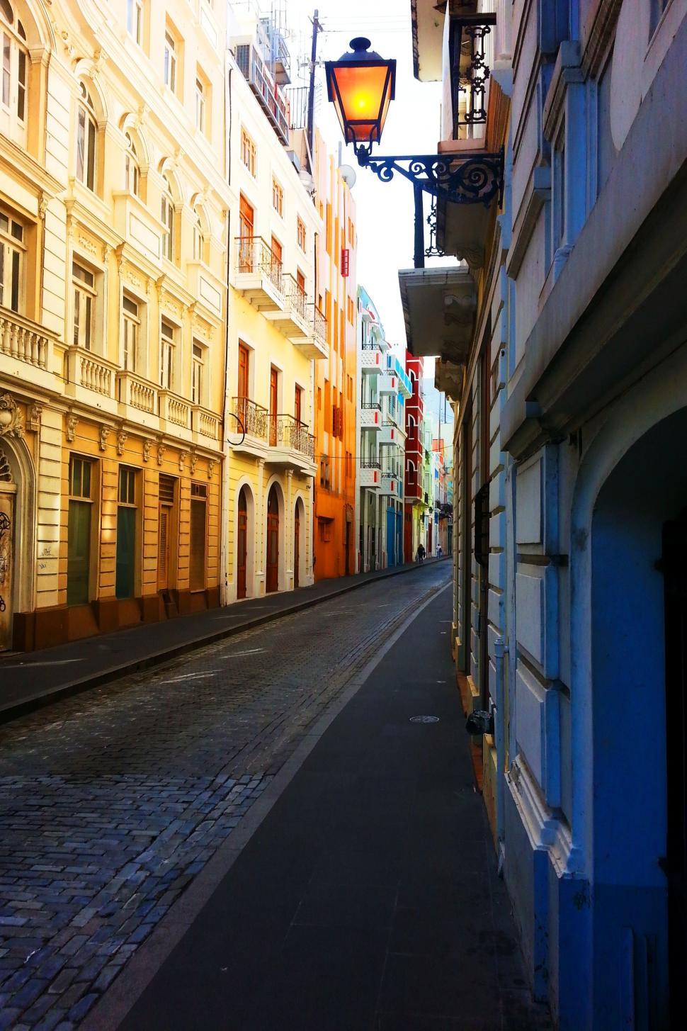 Free Stock Photo of Urban Scene: Narrow Street With Tall Buildings and ...
