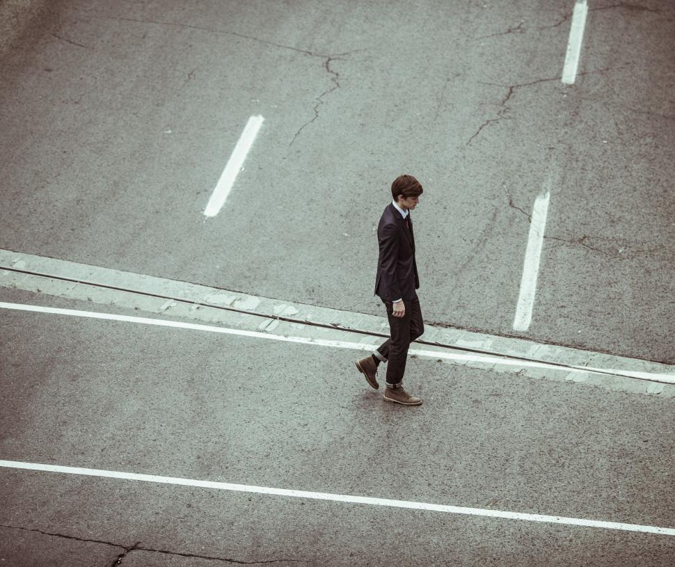 Free Stock Photo of Man Crossing Street Next to Crosswalk | Download ...