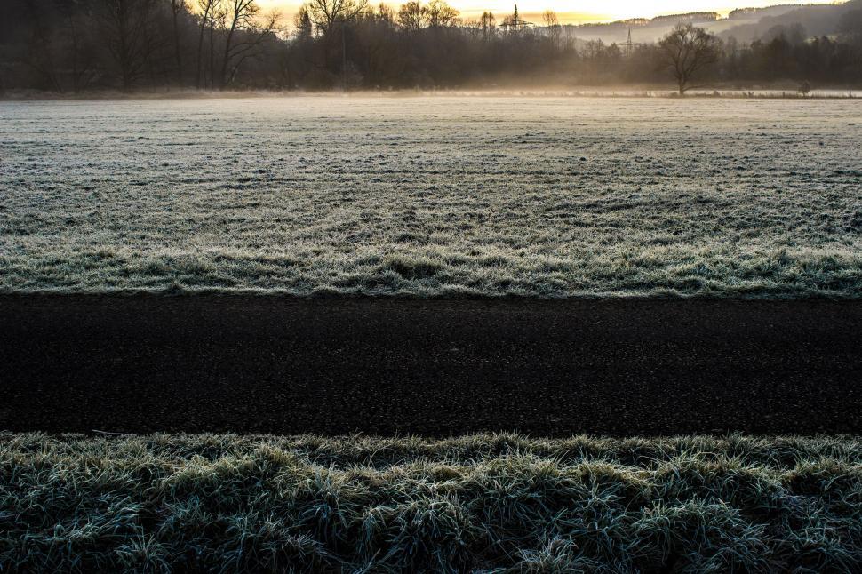 Free Stock Photo of Frosty Field With Distant Trees | Download Free ...