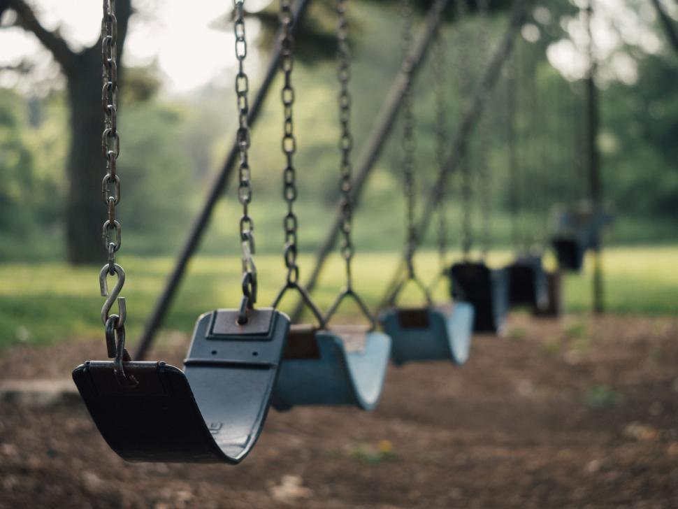 Free Stock Photo of Row of Swings in Park With Trees | Download Free ...