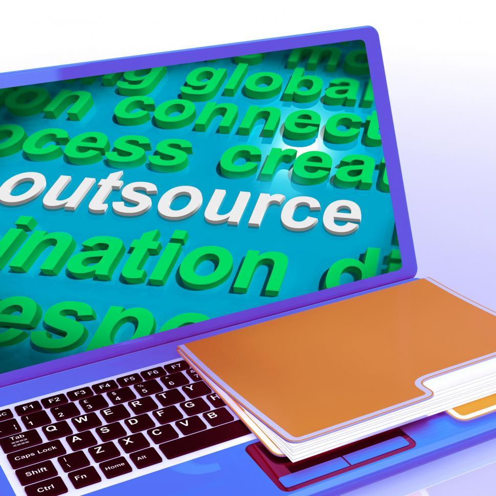 Free Stock Photo of Outsource Word Cloud Laptop Shows Subcontract And ...