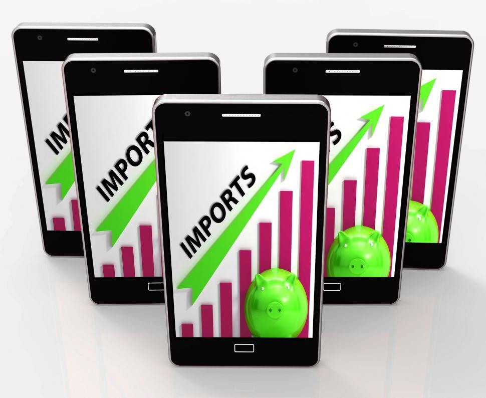 Free Stock Photo of Imports Graph Phone Shows International Trade And ...
