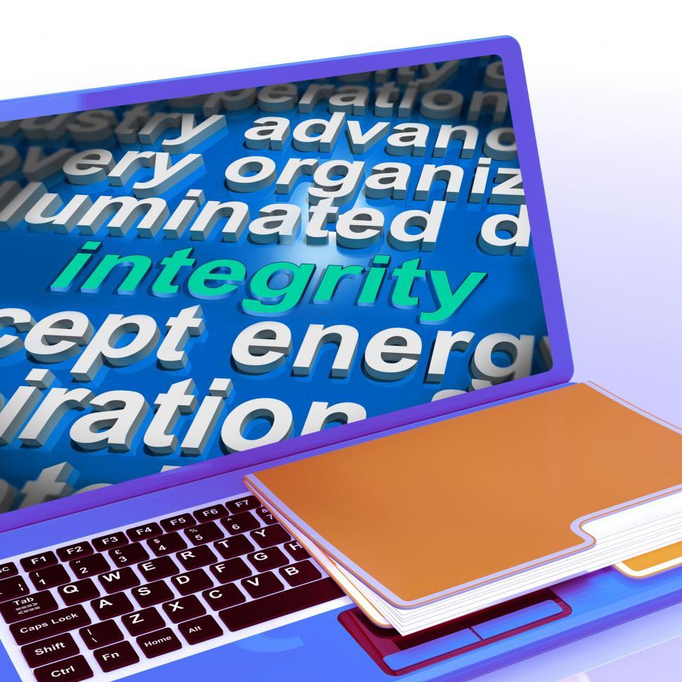 Free Stock Photo of Integrity Word Cloud Laptop Shows Honesty Morality ...