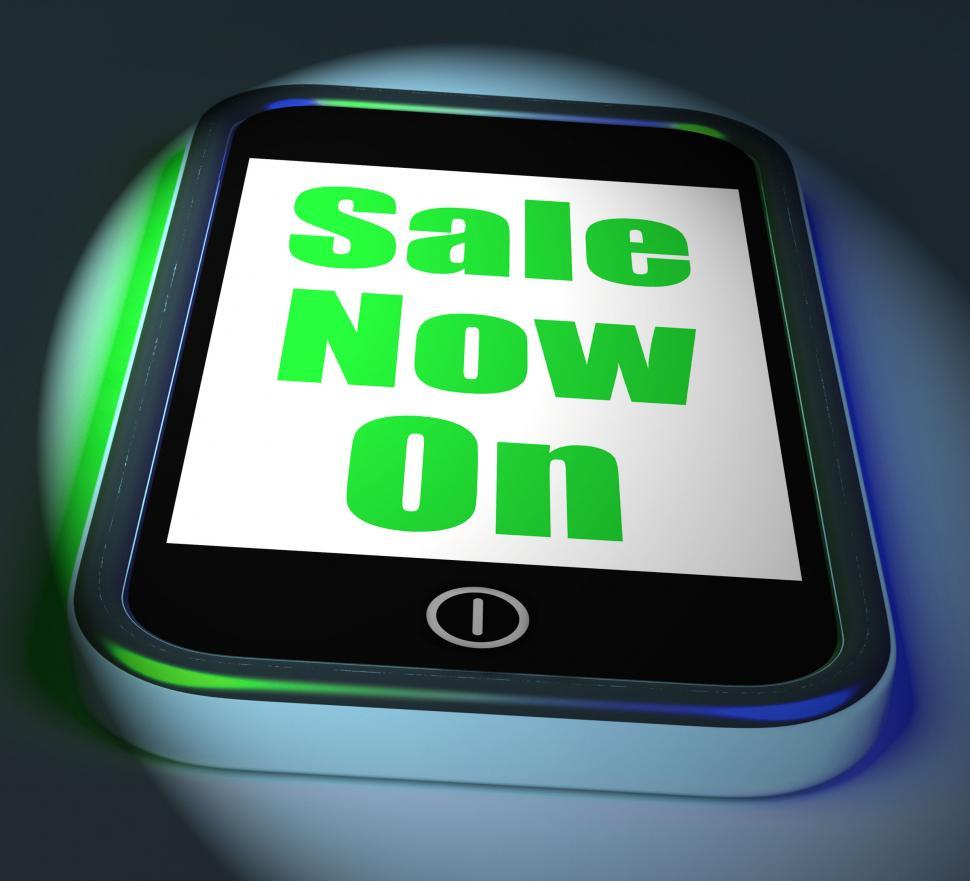 Free Stock Photo of Sale Now On Phone Displays Promotional Savings Or ...