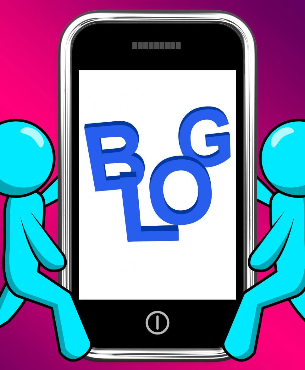 Free Stock Photo of Blog On Phone Displays Blogging Or Weblog Websites ...