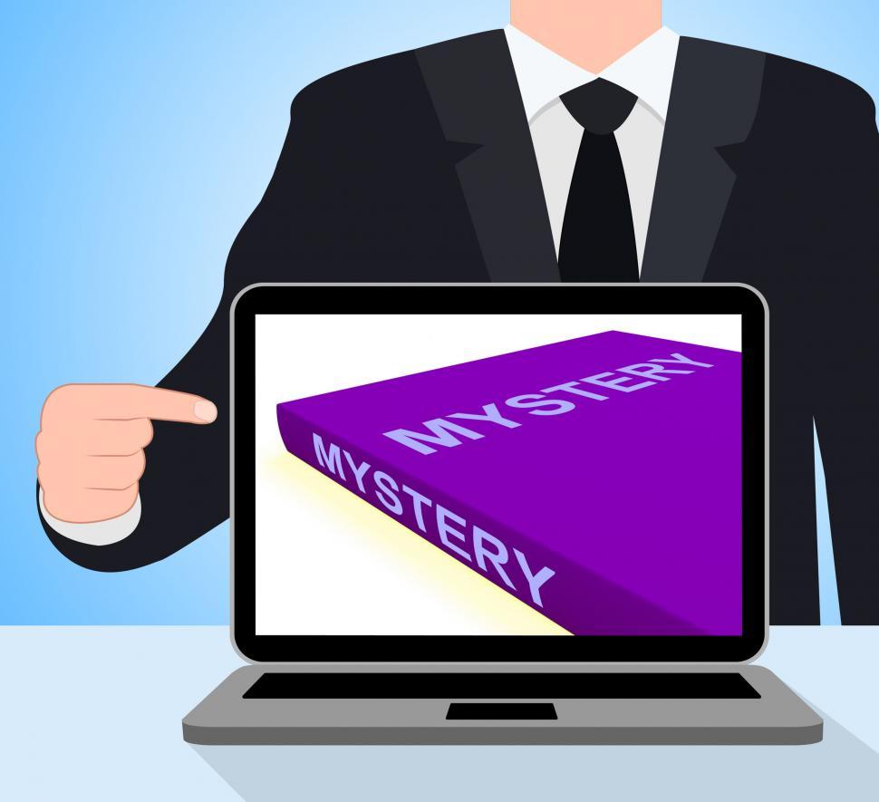 Free Stock Photo of Mystery Book Laptop Shows Fiction Genre Or Puzzle ...