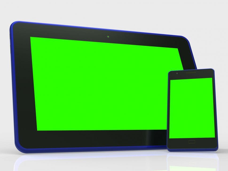 Free Stock Photo of Tablet Smartphone Means Text Space And Computer ...