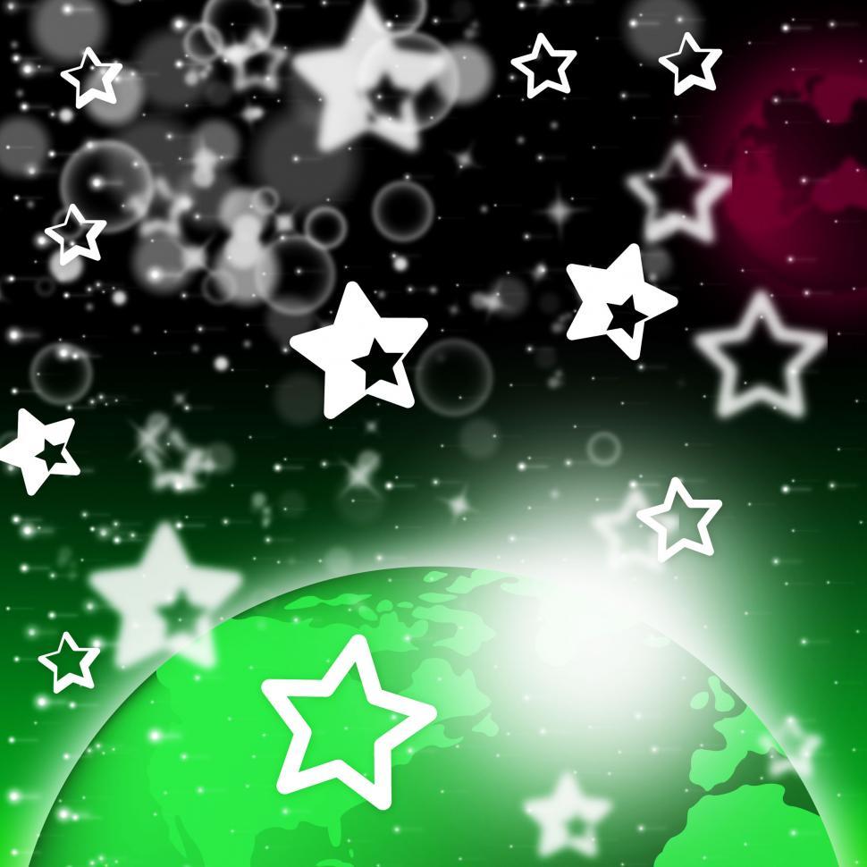 Free Stock Photo of Green Planet Background Shows Stars And Celestial ...