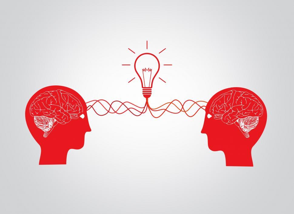 Free Stock Photo of On the same wavelenght - Two brains having an idea ...